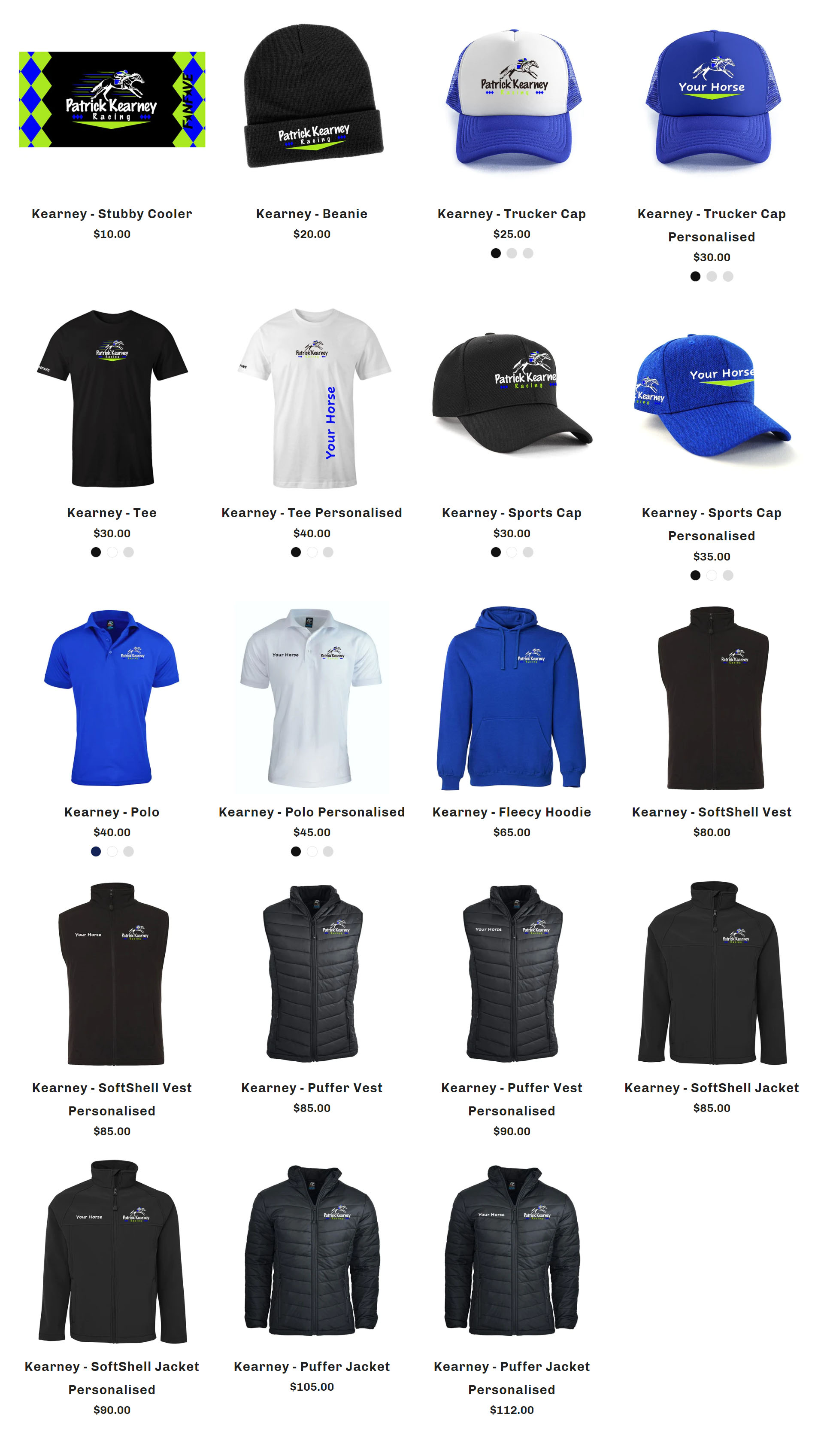 Merchandise | Patrick Kearney Racing